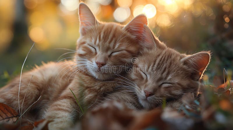 Portrait of the Kissing Cat Stock Illustration - Illustration of mammal ...