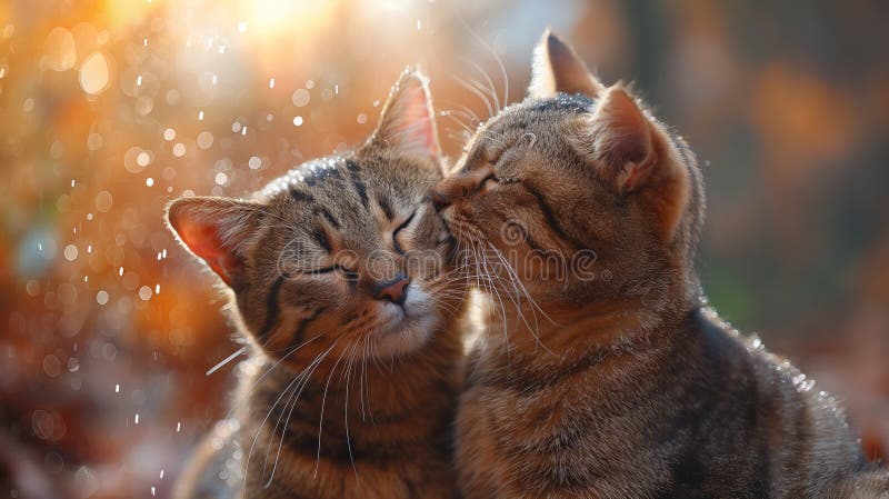 Portrait of the Kissing Cat Stock Illustration - Illustration of grey ...