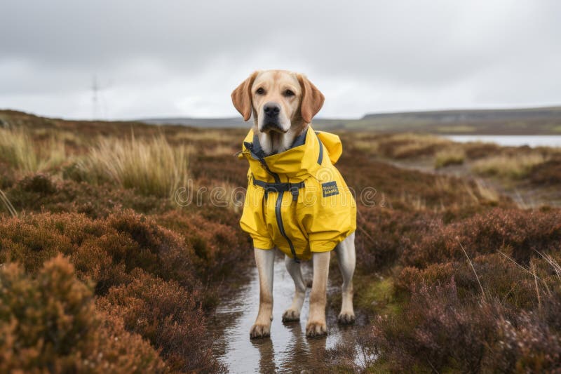 Portrait Labrador Dog in Reflective Vest, Guide Dog Countryside Stock ...