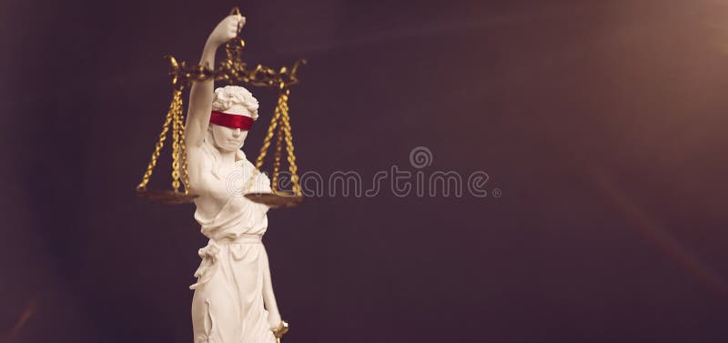 Portrait of Lady Justice with Red Blindfold. Stock Photo - Image of ...