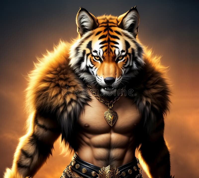 Portrait of Lady Tiger Wearing Clothes. Generative AI Stock ...