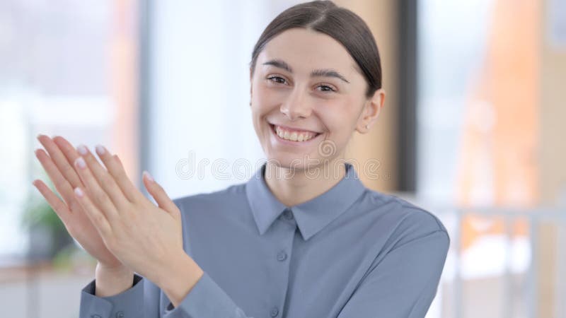 Portrait of Latin Woman Clapping, Appreciating Stock Image - Image of ...