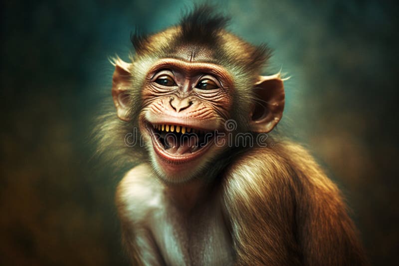 Portrait of a Laughing Monkey Stock Illustration - Illustration of ...