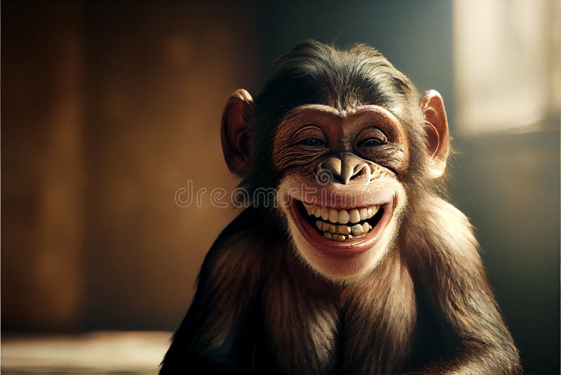 Portrait of a Laughing Monkey Stock Illustration - Illustration of kind ...