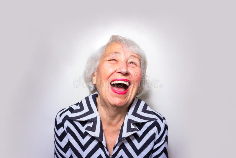 Old woman laughing stock image. Image of isolated, lady - 31847683