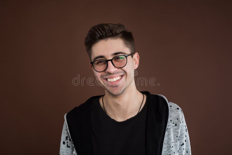 Portrait of Laughing Young Man. Happy Guy Smiling Stock Image - Image ...