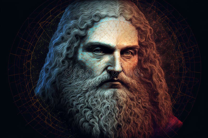 Portrait of Leonardo Da Vinci in an Intricate Pattern of Thin Lines ...