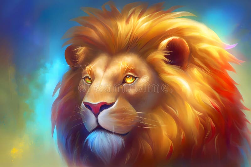 Portrait of a Lion Generated by Ai. Stock Illustration - Illustration ...