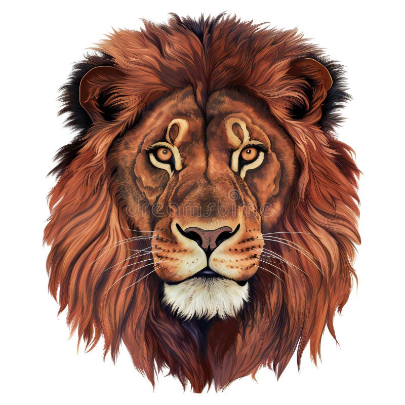 Portrait of a Lion with a Large Mane Stock Illustration - Illustration ...