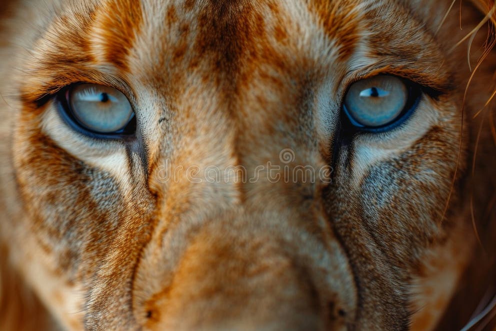 Portrait of a Lion S Muzzle in Close-up. the Lion S Head Stock Image ...