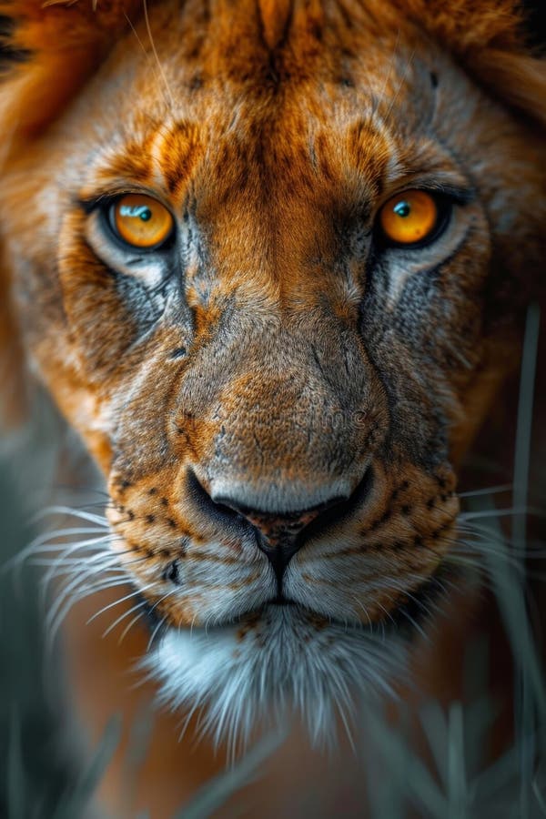 Portrait of a Lion S Muzzle in Close-up. the Lion S Head Stock Photo ...