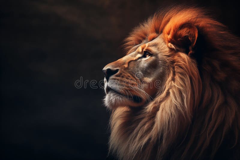 Portrait of a Lion,side View in Dark Background Stock Illustration ...