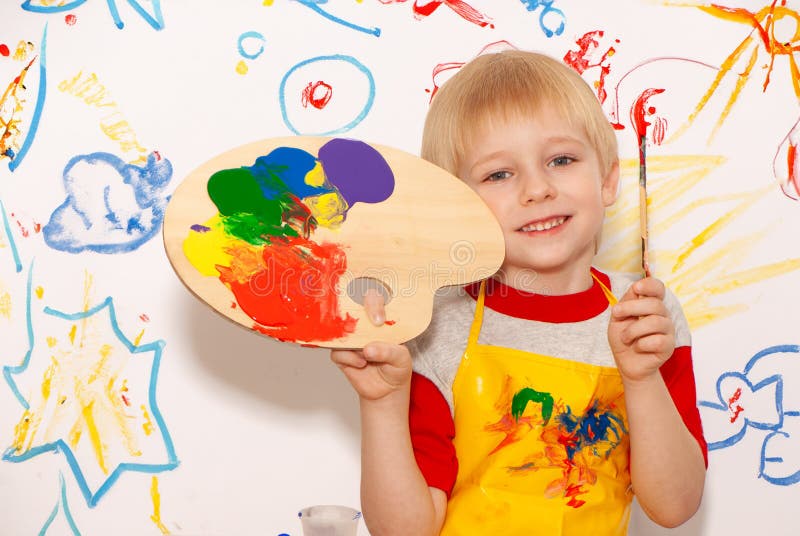 Portrait of a Little Artist at School Stock Photo - Image of people ...