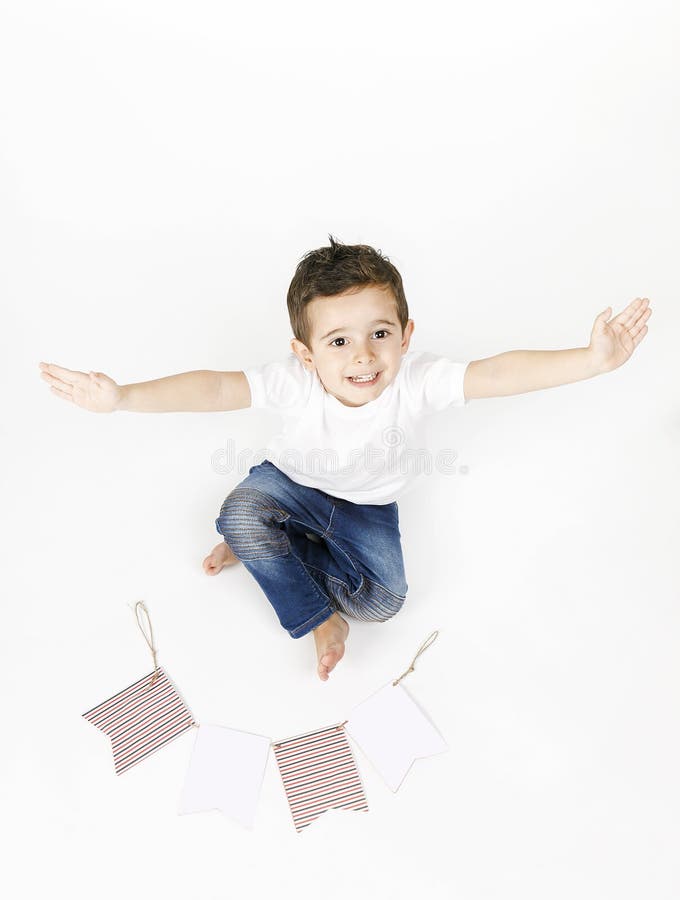 Portrait Little Boy from Above Stock Photo - Image of childhood, board ...