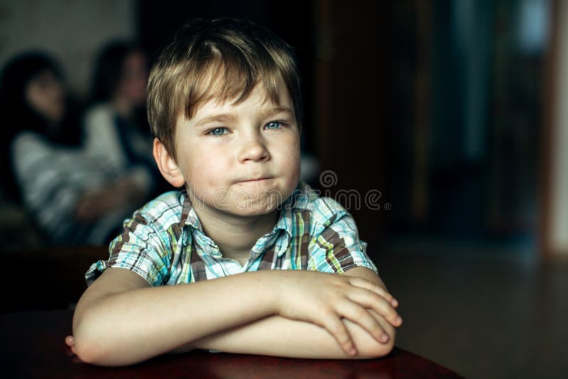 Portrait of a Little Boy in His Room at Home. Stock Image - Image of ...