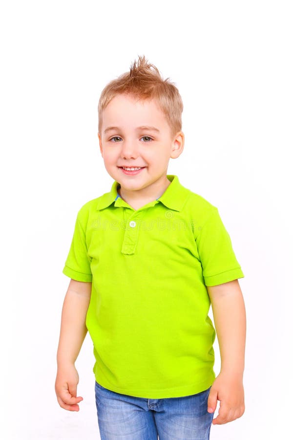 Portrait of Little Boy Isolated on White Stock Photo - Image of casual ...