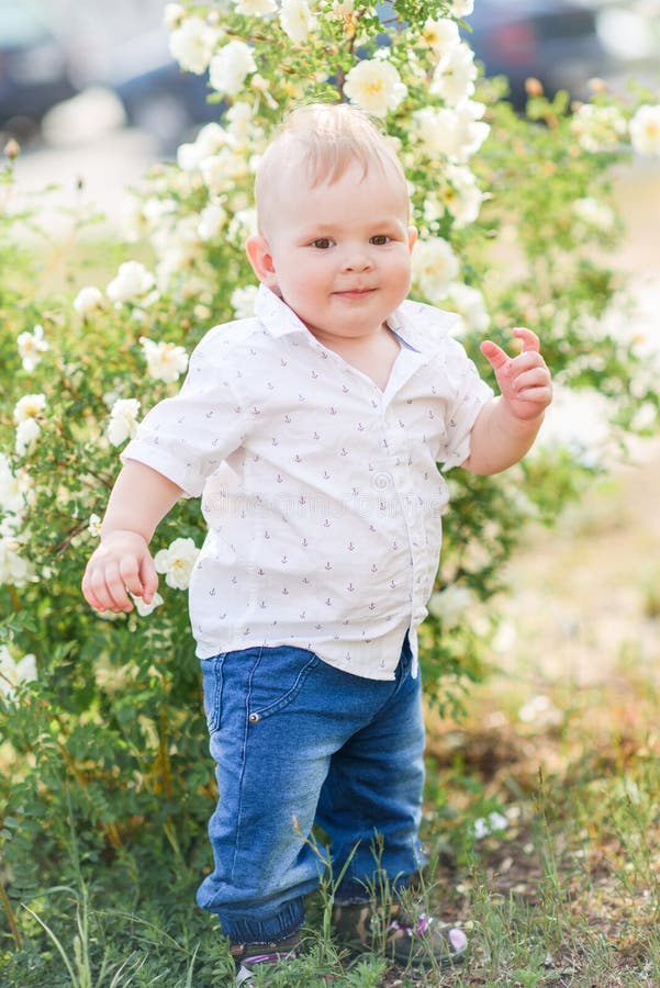 Portrait of a Little Boy Playing in Summer Stock Photo - Image of ...