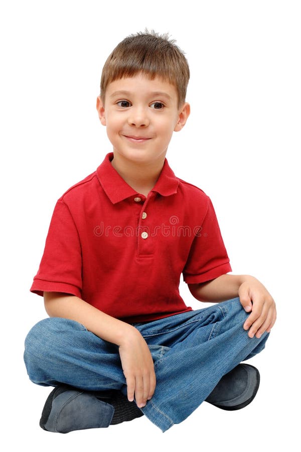 Portrait Of Little Boy Sitting On Floor Stock Photos - Image: 19211453