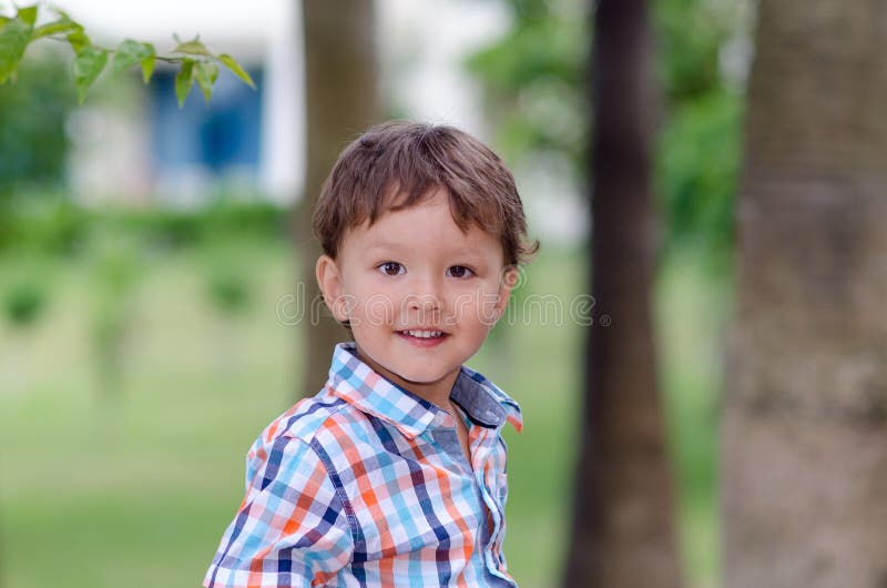 Portrait of a Little Boy with a Smile Stock Photo - Image of merrily ...