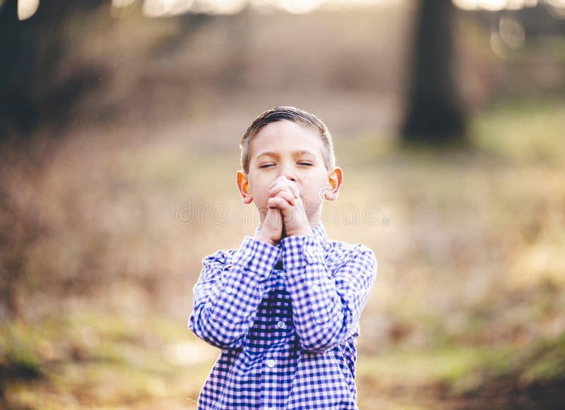 Portrait of a Little Christian Boy Praying Stock Image - Image of ...