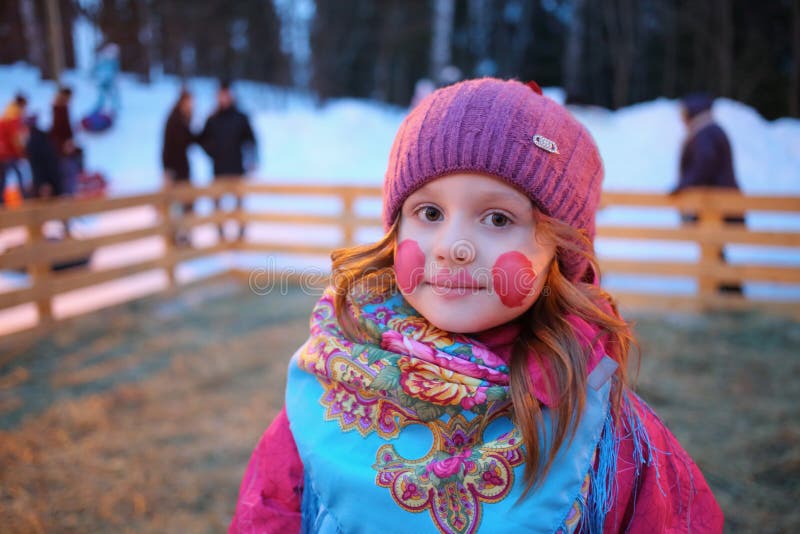 Portrait of a Little Girl with Bright Red Stock Image - Image of people ...