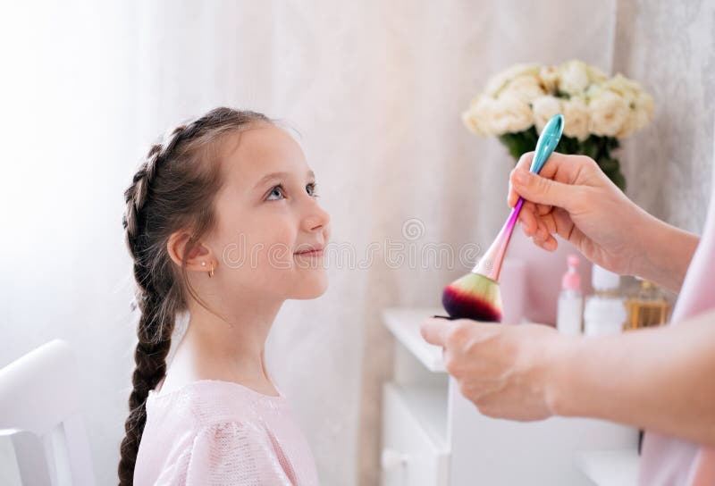 Portrait of Little Girl Making Make Up Stock Image - Image of children ...