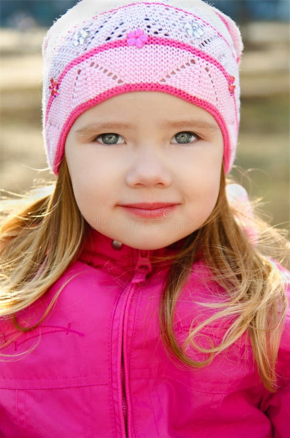 Portrait of Little Girl Outdoors on a Spring Day Stock Image - Image of ...