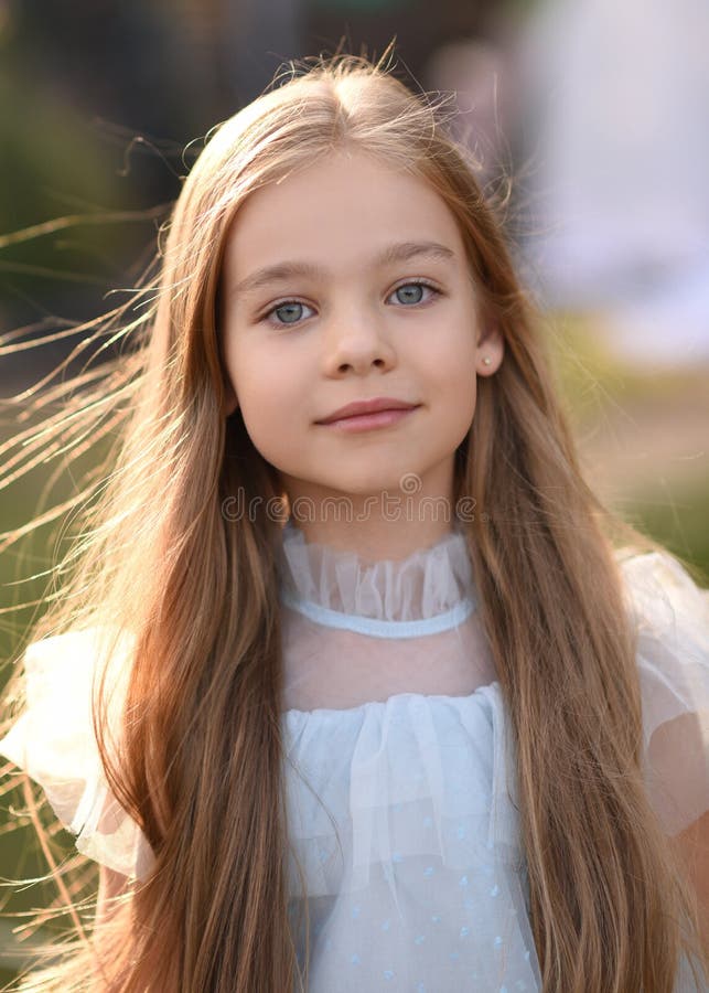 Portrait of Little Girl Outdoors Stock Image - Image of summer ...