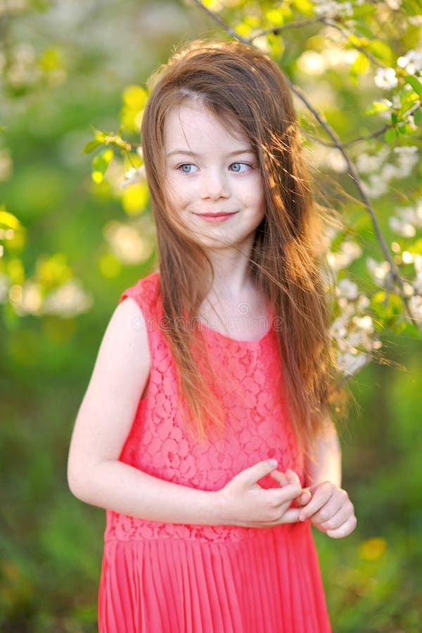 Portrait of Little Girl Outdoors Stock Image - Image of summer, girl ...