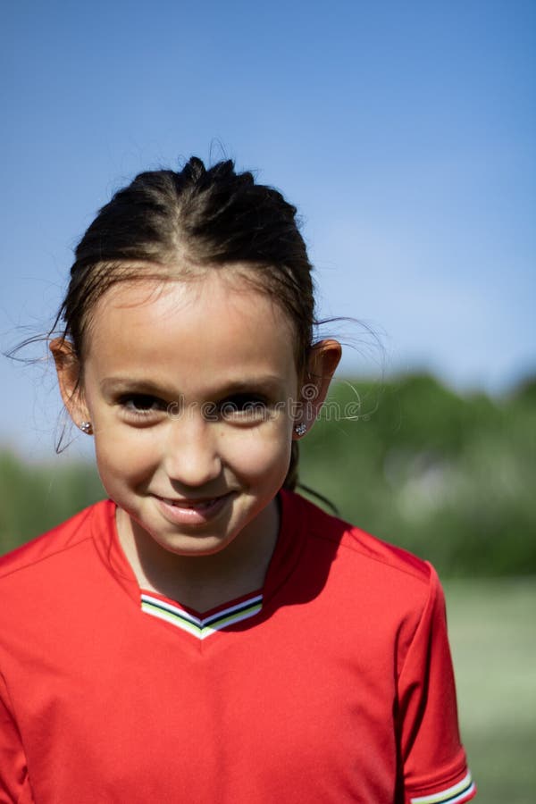 Portrait of little girl stock photo. Image of blue, happy - 150035442