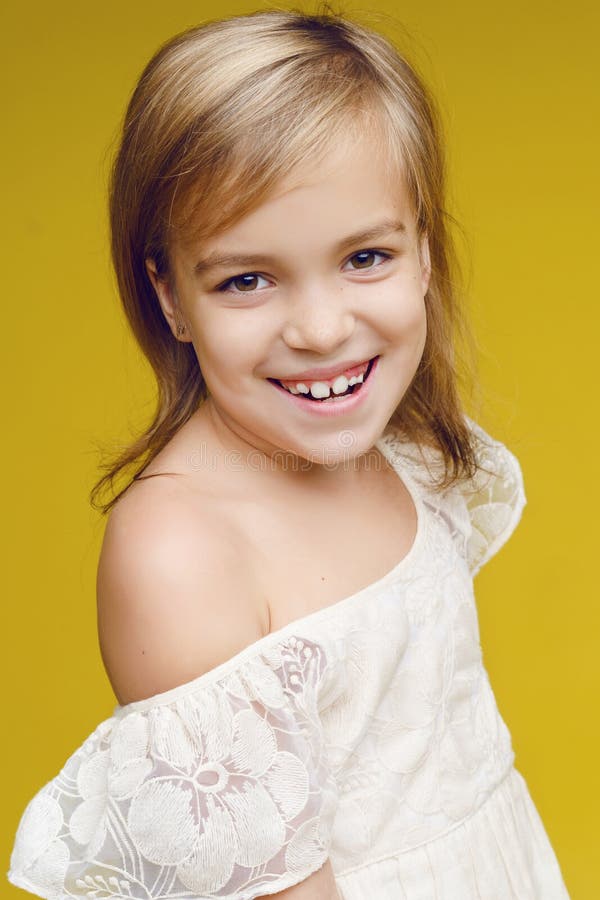 Portrait of little girl stock photo. Image of studio - 87694334