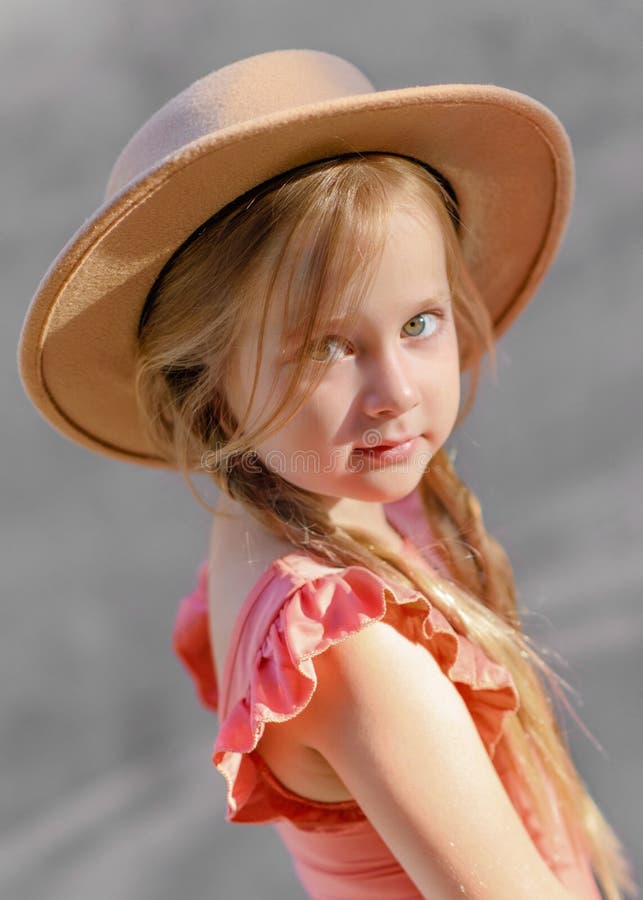 Portrait of Little Girl Outdoors in Summer Stock Photo - Image of ...