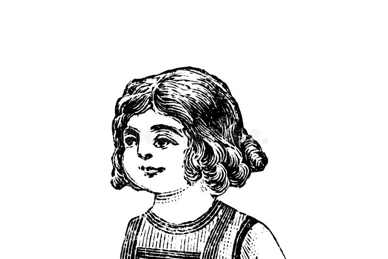 Portrait of a Little Girl - Vintage Illustration Stock Illustration ... Portrait of a Little Girl - Vintage Illustration Stock Illustration ...