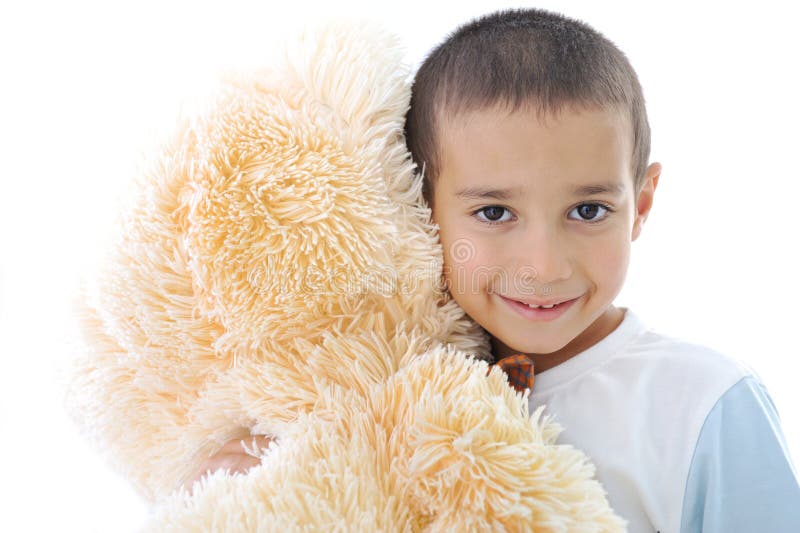 Portrait Of A Little Kid Hugging His Toy Stock Image - Image of healthy ...