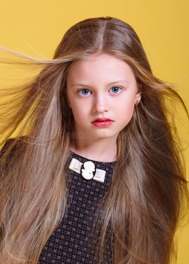 Portrait of Little Model Girl Stock Photo - Image of studio, sweetie ...