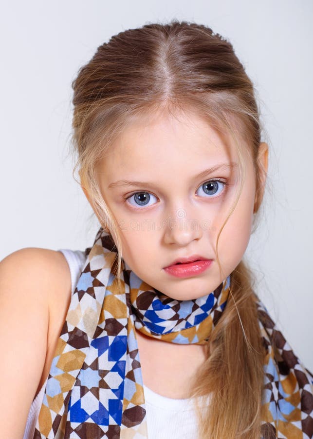 Portrait of Little Model Girl Stock Photo - Image of studio, happiness ...