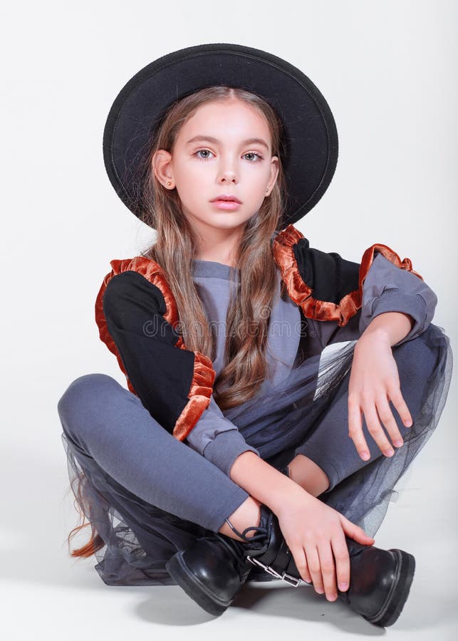 Portrait of Little Model Girl Stock Photo - Image of fashion, hairstyle ...
