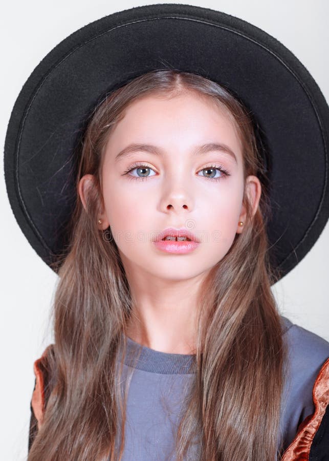 Portrait of Little Model Girl Stock Photo - Image of adorable, clothes ...