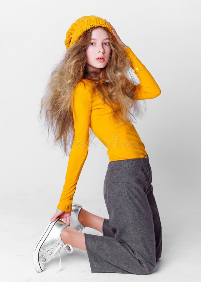 Portrait of Little Model Girl Stock Photo - Image of stylist, happy ...