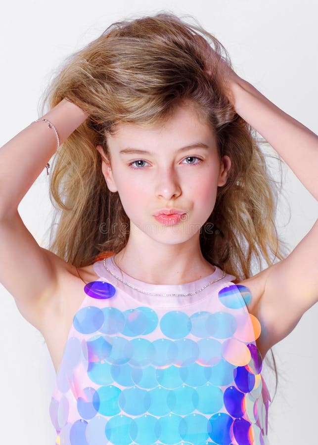 Portrait of Little Model Girl Stock Image - Image of sweetie, studio ...