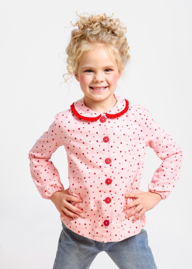 Portrait of Little Model Girl Stock Photo - Image of hairstyle, family ...