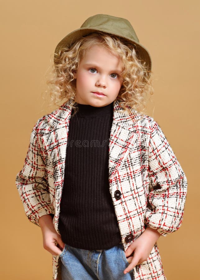 Portrait of Little Model Girl Stock Image - Image of coat, happiness ...