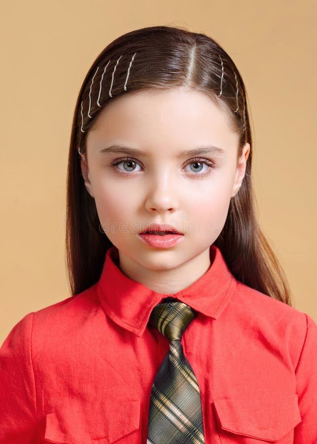 Portrait of Little Model Girl Stock Photo - Image of little, hairstyle ...