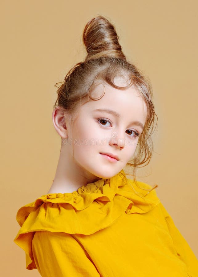 Portrait of Little Model Girl Stock Photo - Image of happy, fashion ...