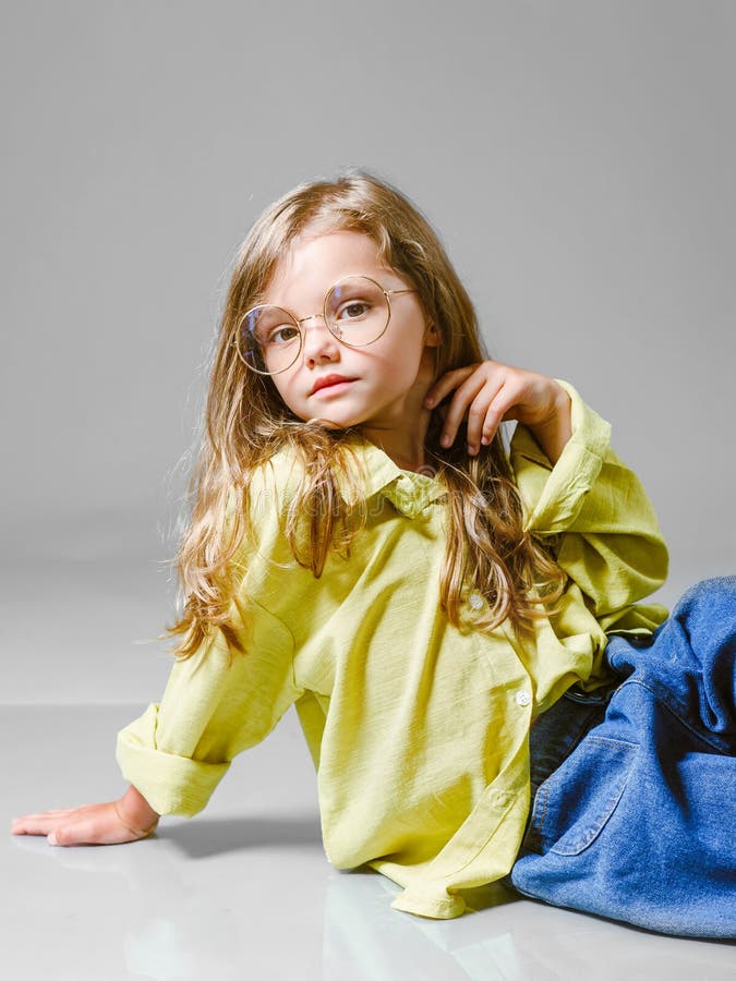 Portrait of Little Model Girl Stock Photo - Image of happiness, sweetie ...