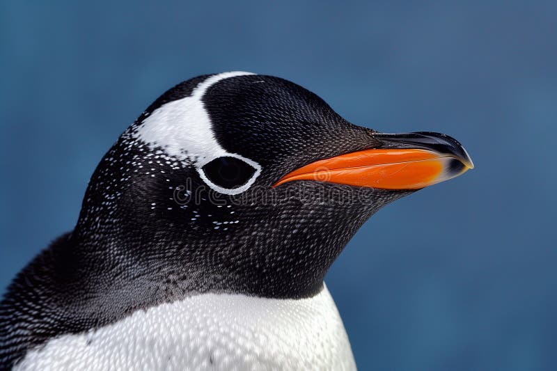Portrait of Little Penguin on Blue Background Side View. Stock Image ...