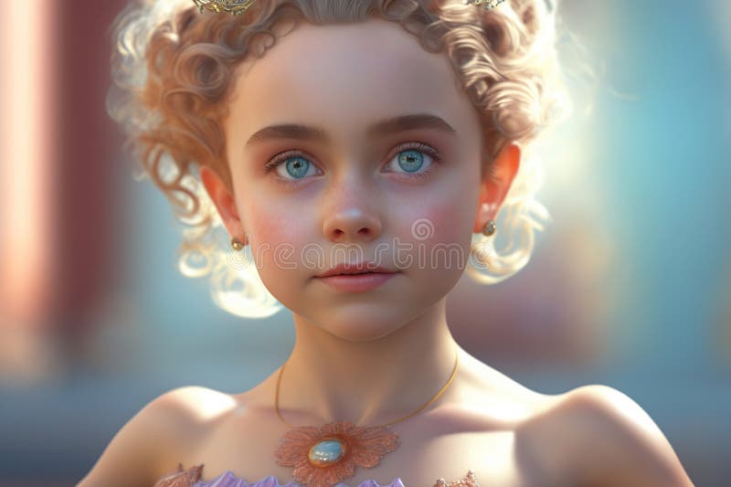Portrait of a Little Princess - AI Generated Stock Illustration ...