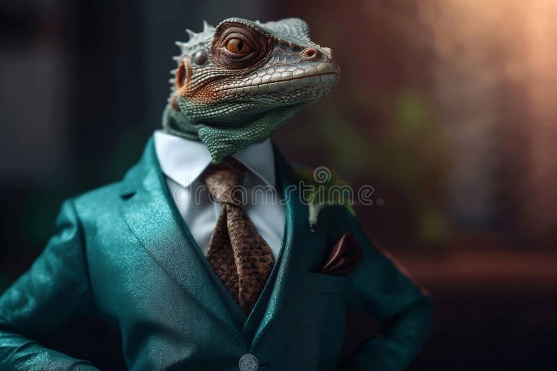 Portrait of a Lizard Dressed in a Formal Business Suit Stock ...