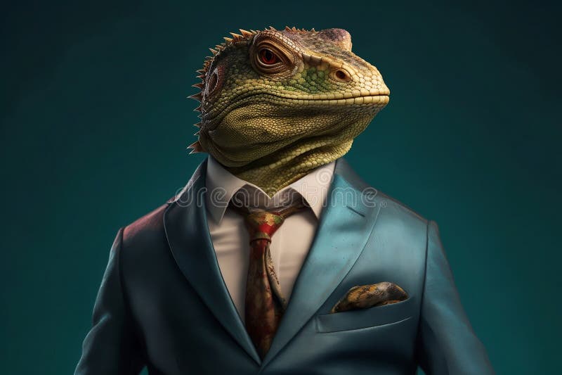Portrait of a Lizard Dressed in a Formal Business Suit Stock ...