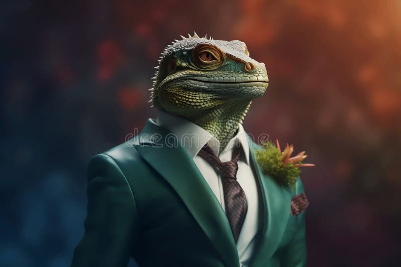 Portrait of a Lizard Dressed in a Formal Business Suit Stock ...